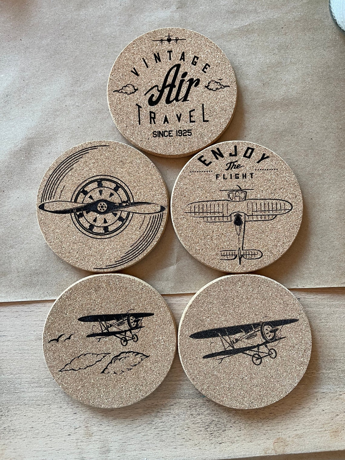 Set of 5 AVIATION COASTERS - Etsy