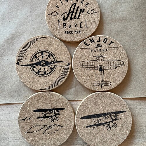 Set of 5 AVIATION COASTERS - Etsy