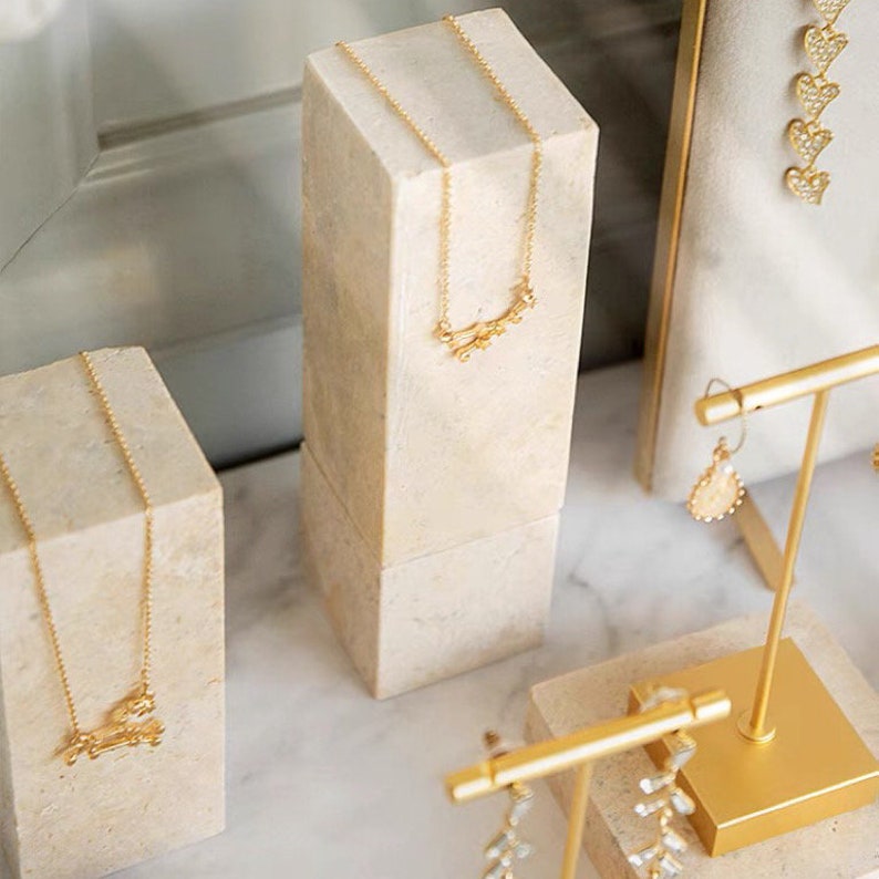 Natural Stone Jewelry Display Set Jewelry Risers and - Etsy