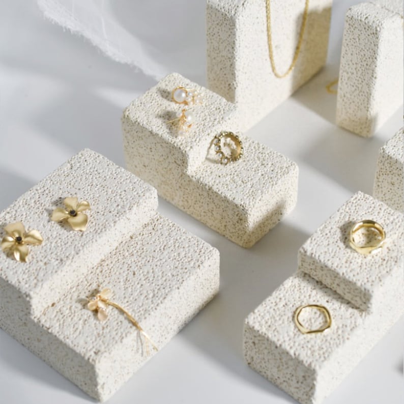 Milk White Stone Jewelry Display Set Jewelry Risers and - Etsy