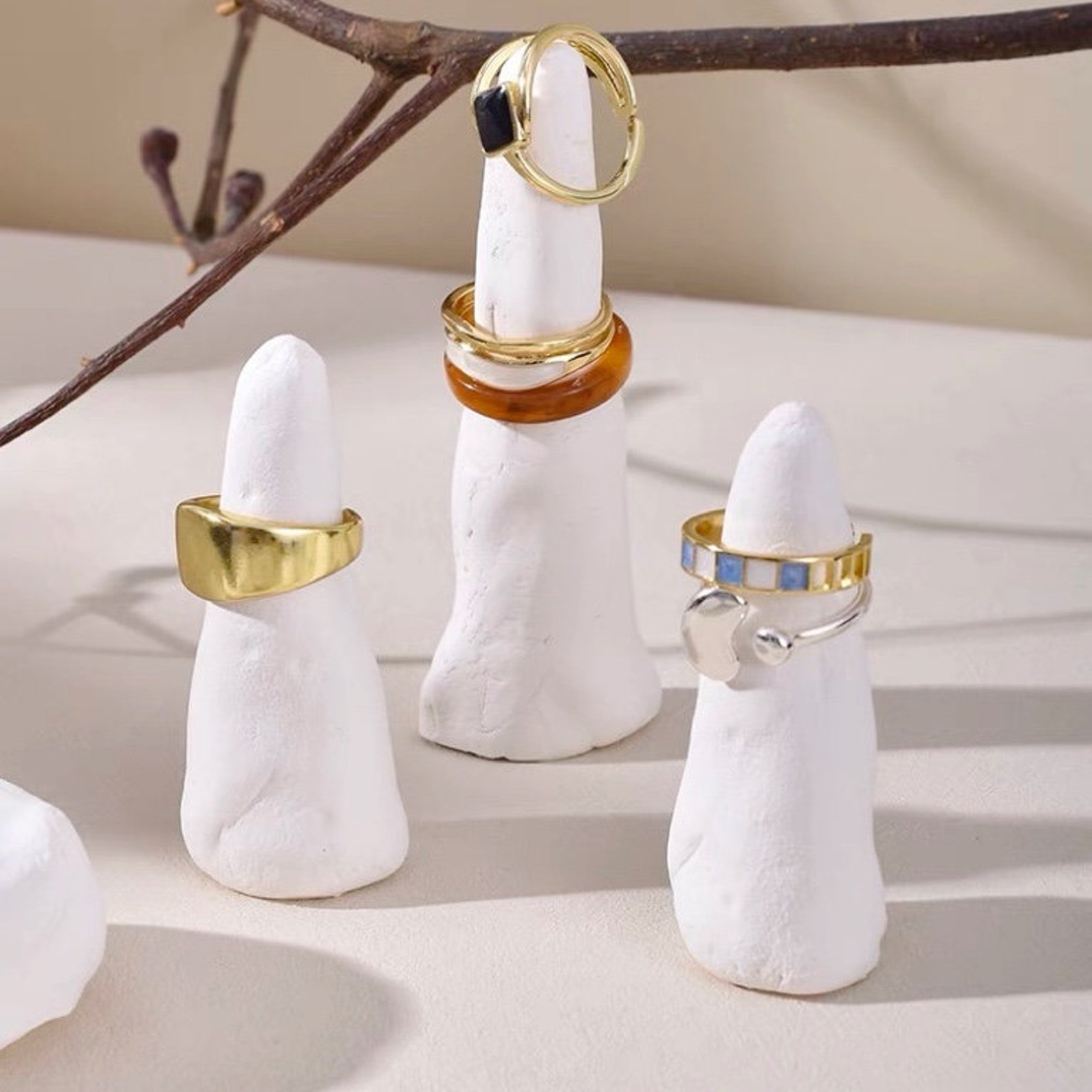 White Ring Cone Jewelry Display Set Unique Ring Displays - Etsy