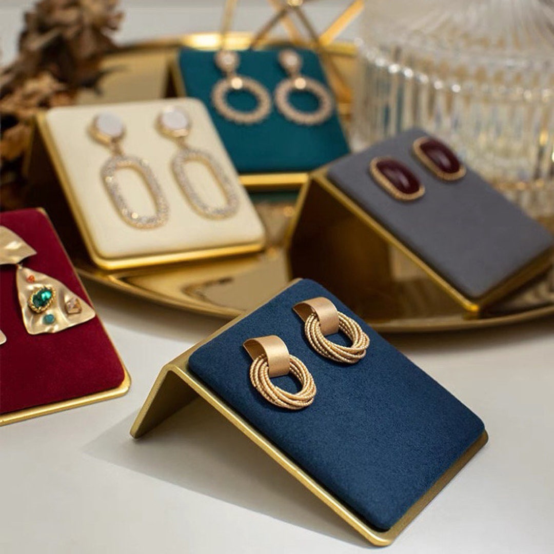 Velvet Earring Holder Stand, White Earrings Display Rack, Stud Holder ...