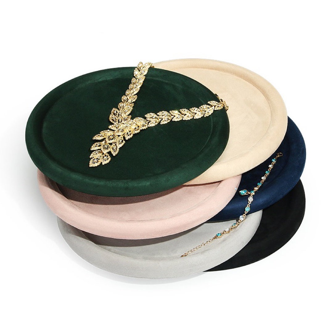 Round Jewelry Display Tray, Velvet Necklace Display Tray, Jewelry ...