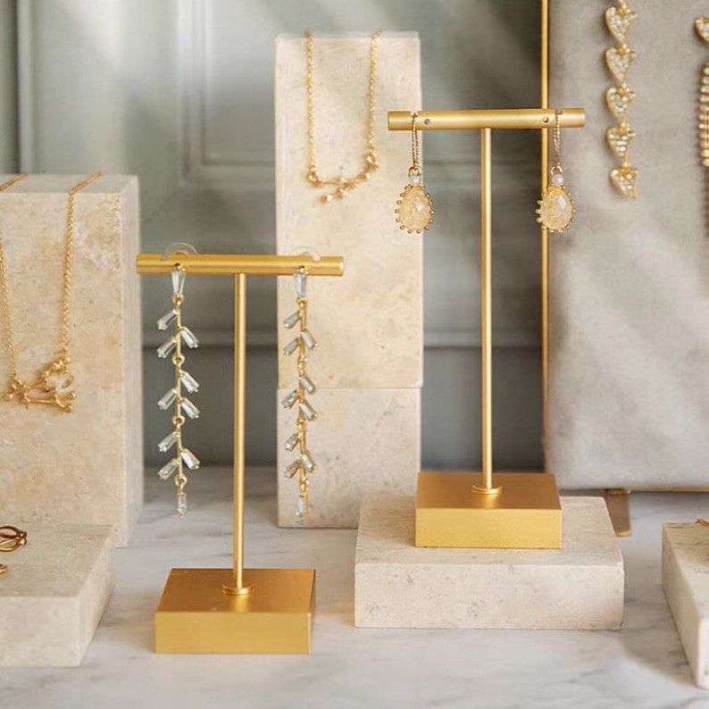 Natural Stone Jewelry Display Set Jewelry Risers and - Etsy