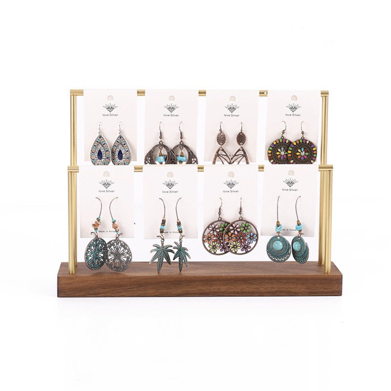 Wood and Metal Earring Holder, Earring Stand, Earrings Display Set ...