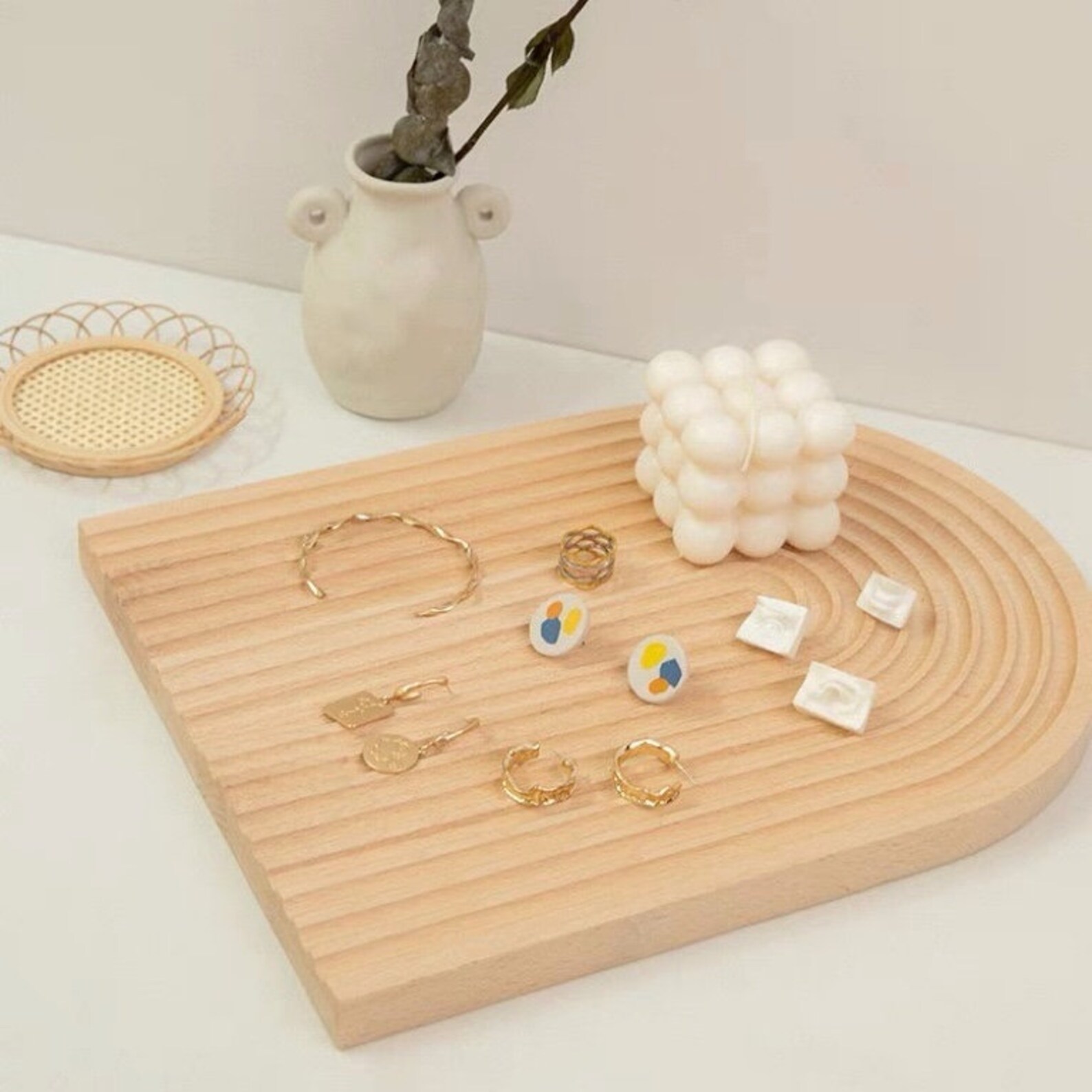 Light Wood Ring Display Stand, Jewelry Display Set, Necklace Display ...