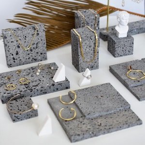 Gray Stone Jewelry Display Set, Jewelry Risers and Platforms, Jewelry ...