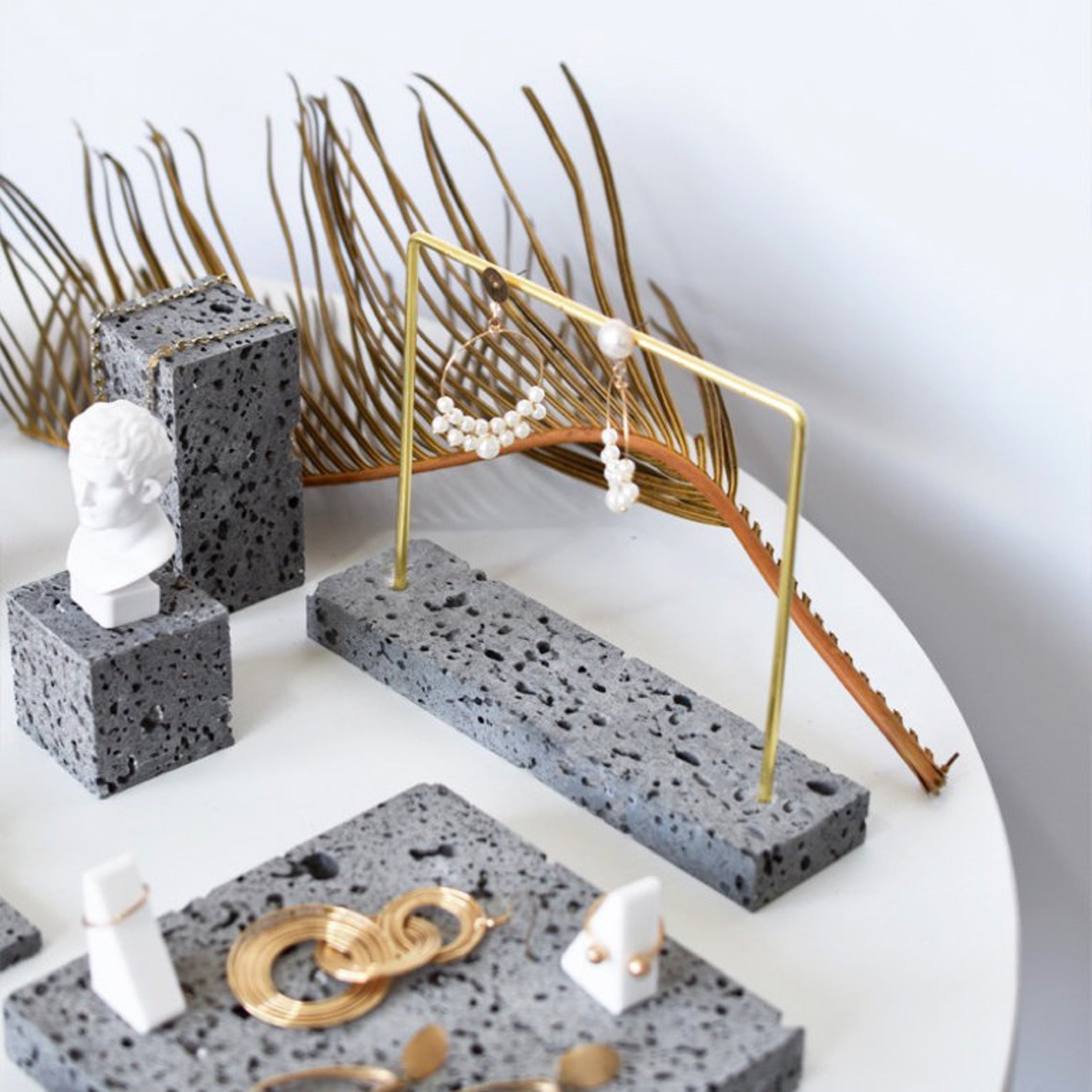 Gray Stone Jewelry Display Set, Jewelry Risers and Platforms, Jewelry ...