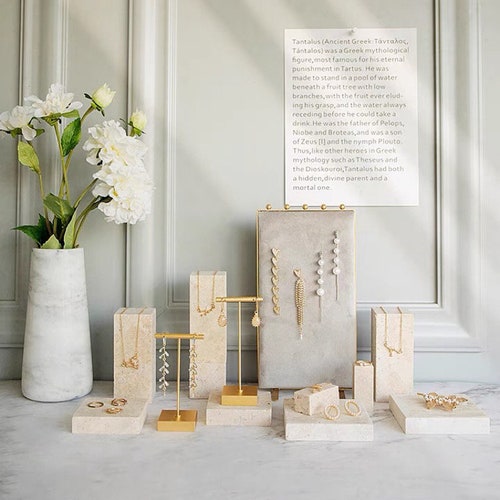 Natural Stone Jewelry Display Set Jewelry Risers and - Etsy
