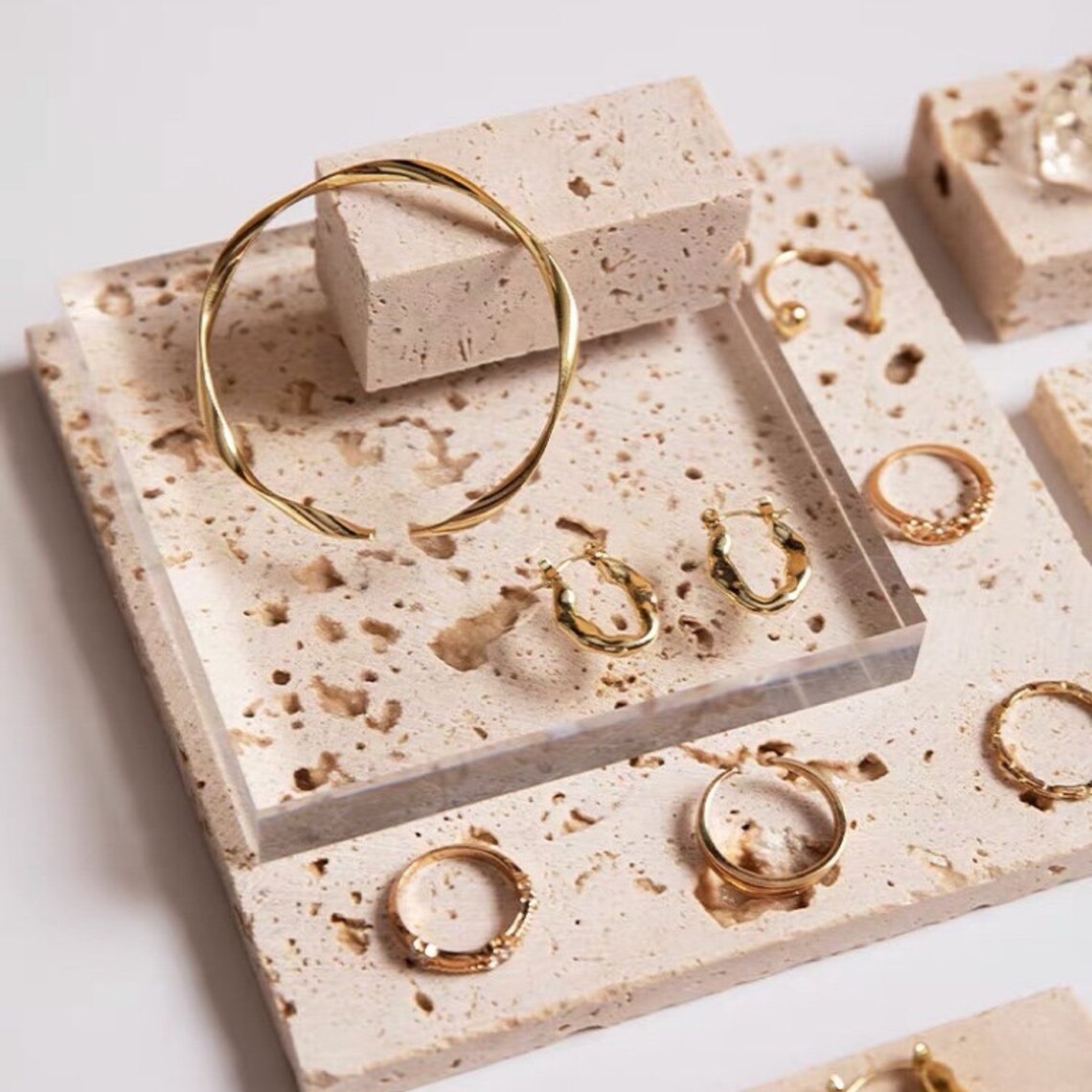 Stone Jewelry Display Set Jewelry Risers and Platforms - Etsy