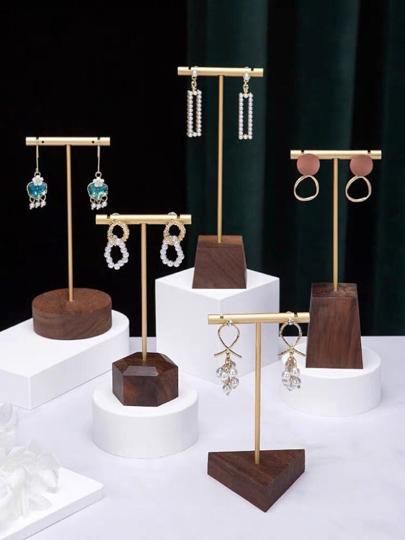 Earring Display Wood Base, Earring Stand, Earrings Holder, Earring ...