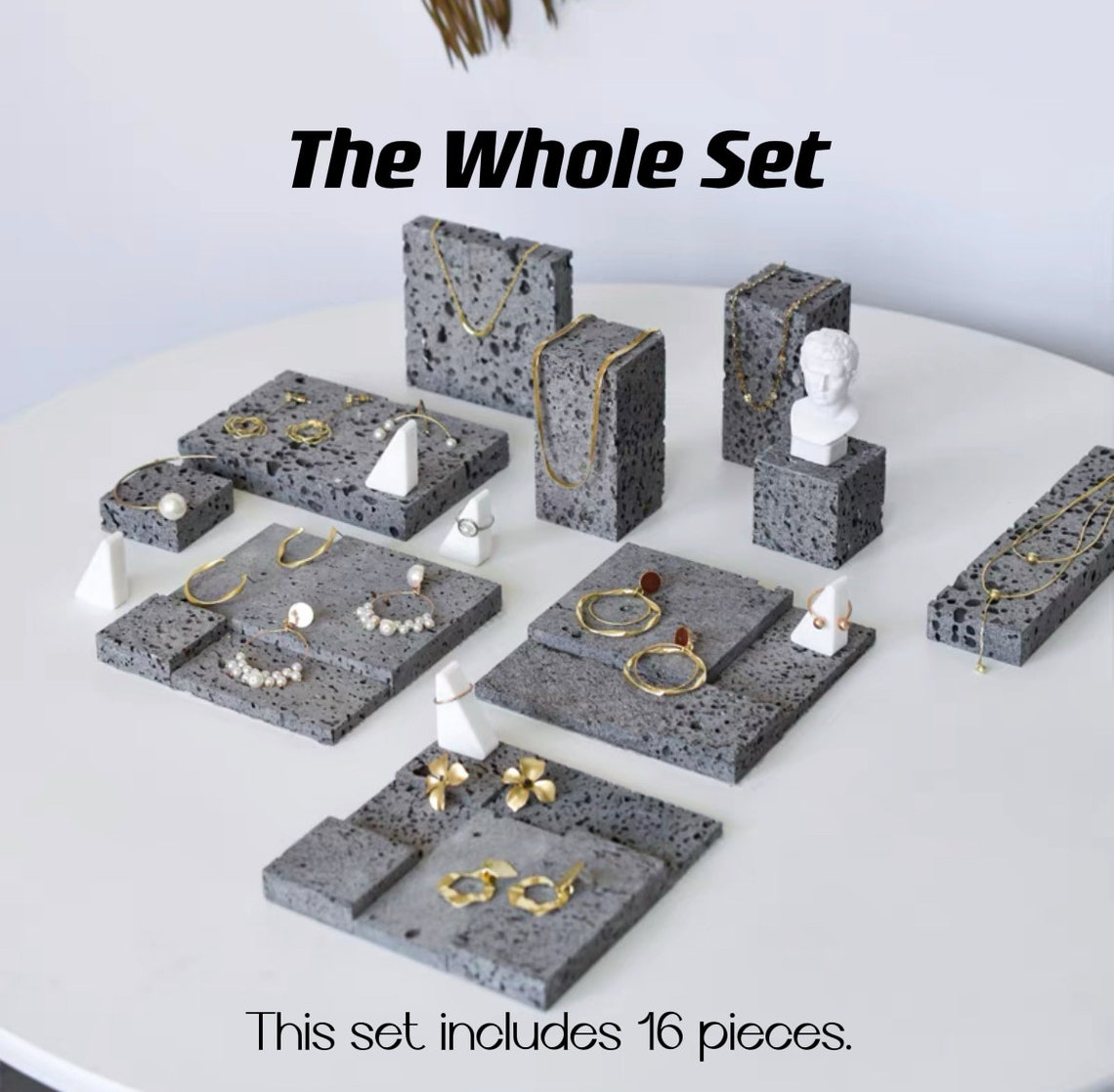 Gray Stone Jewelry Display Set, Jewelry Risers and Platforms, Jewelry ...