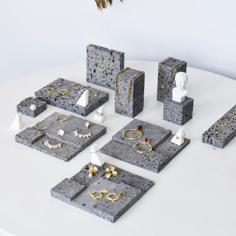 Gray Stone Jewelry Display Set, Jewelry Risers and Platforms, Jewelry ...
