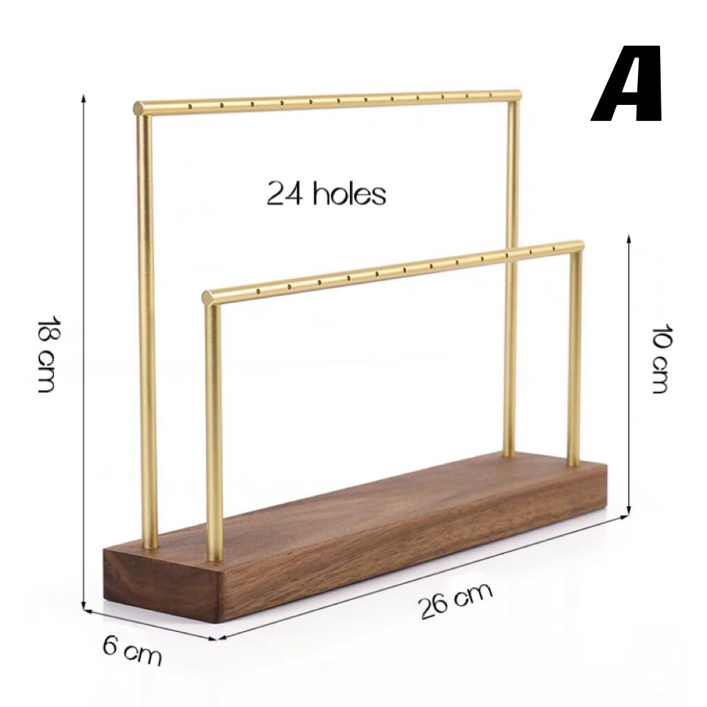 Wood and Metal Earring Holder, Earring Stand, Earrings Display Set ...