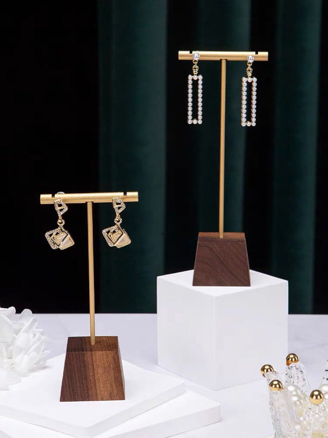 Earring Display Wood Base, Earring Stand, Earrings Holder, Earring ...