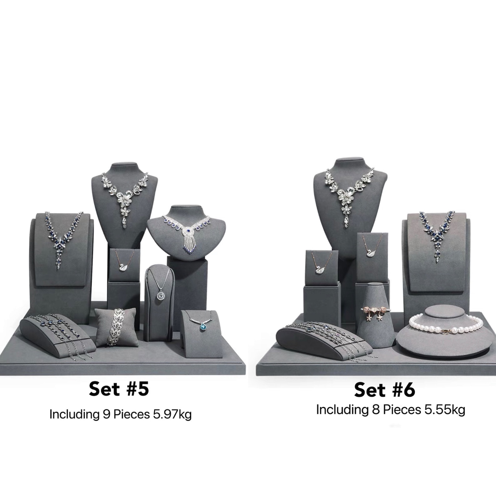 Jewelry Display Set, Necklace Display Set, Necklace Display Stand, Gray ...