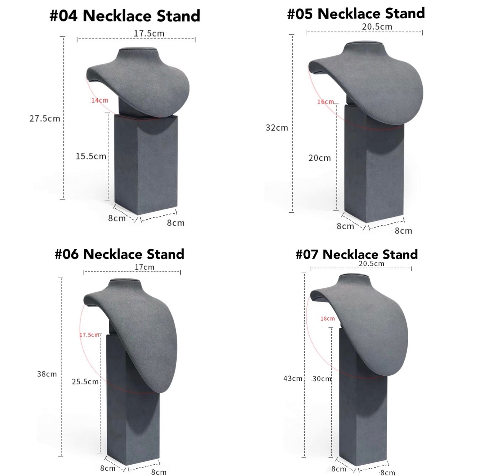 Jewelry Display Set, Necklace Display Set, Necklace Display Stand, Gray ...