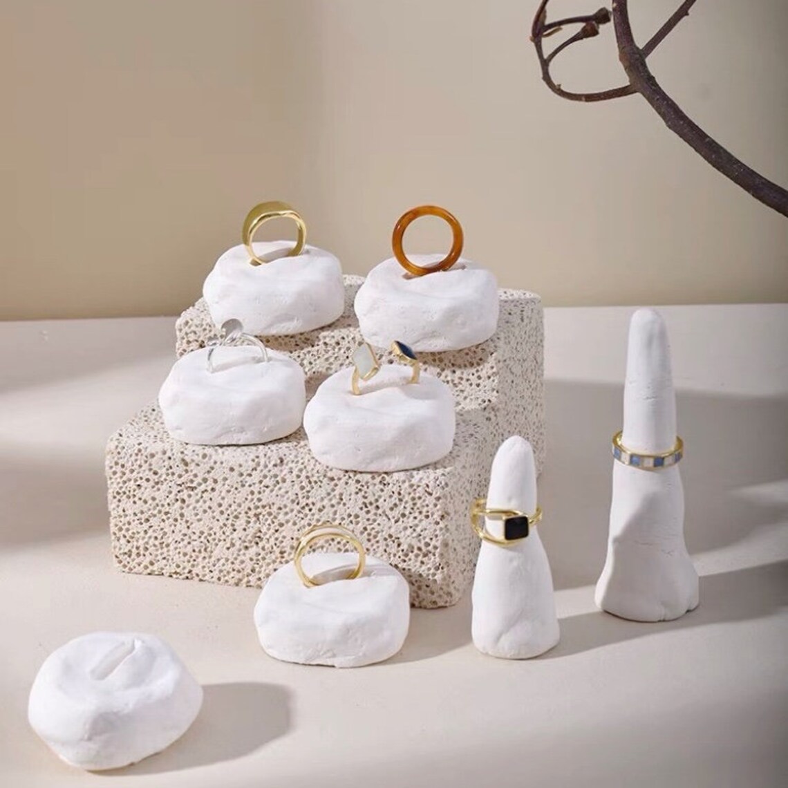 White Ring Cone Jewelry Display Set Unique Ring Displays - Etsy