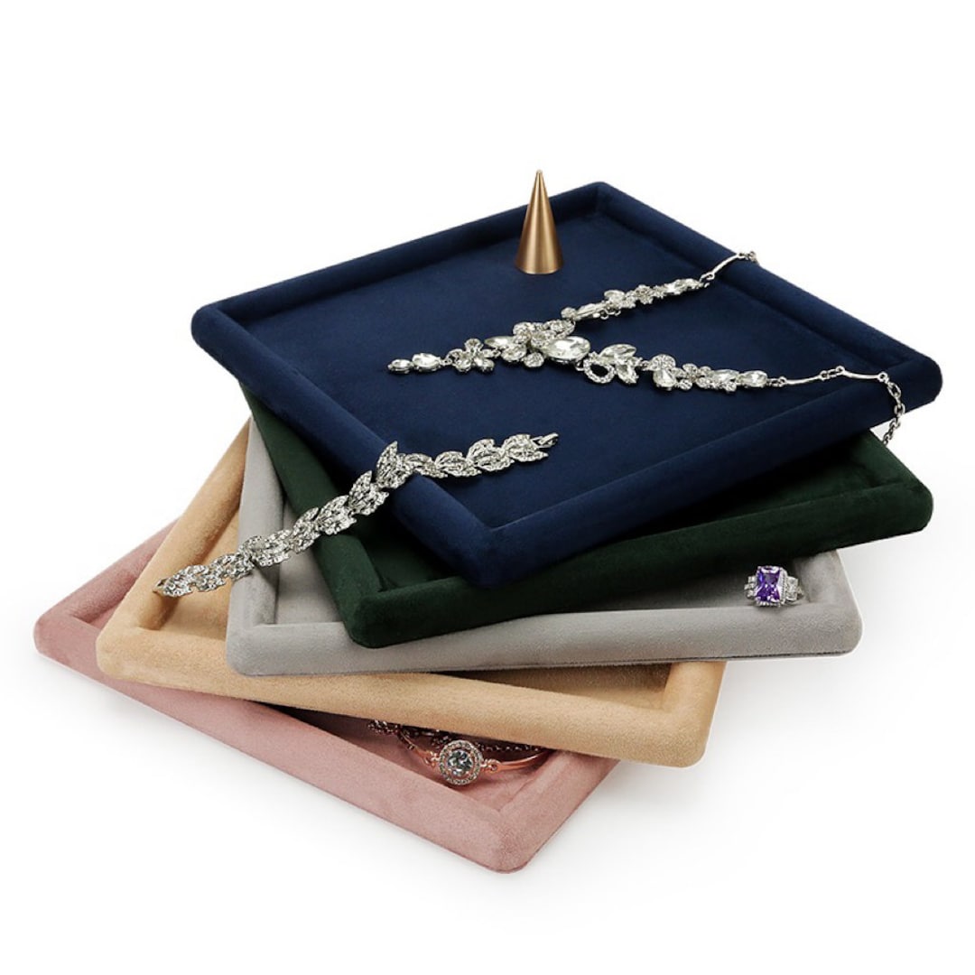 Flat Jewelry Display Tray for Luxury Accessories, Velvet Necklace ...