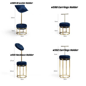 Navy Blue Jewelry Display Set, Necklace Display Stand, Velvet Necklace ...