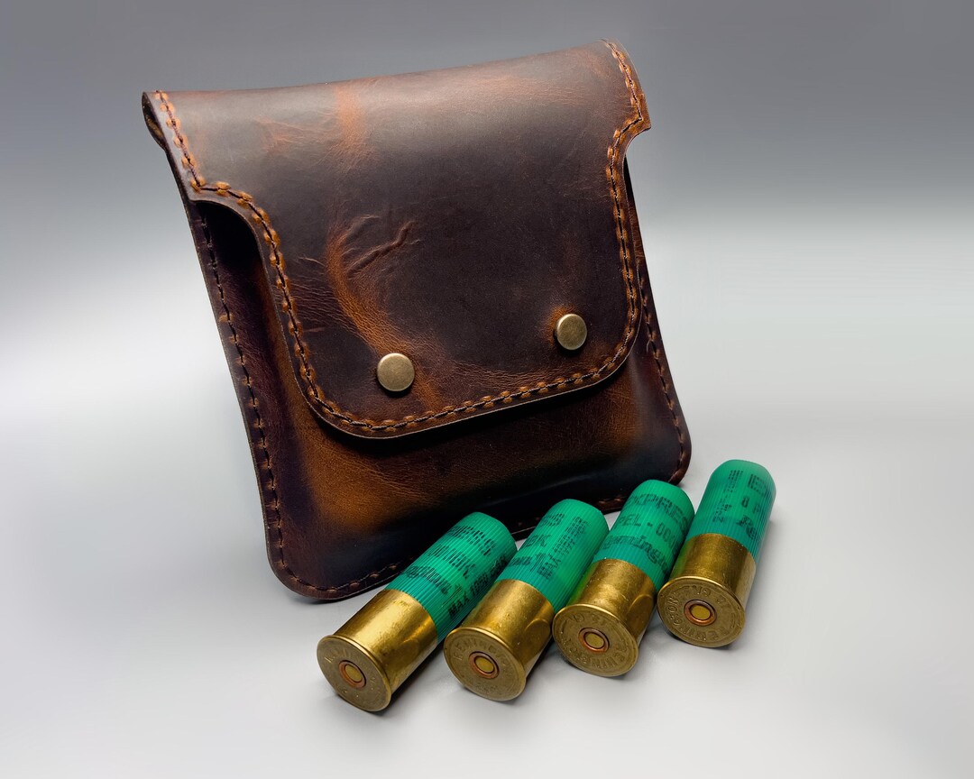 Leather 12 Gauge Shotgun Shell Holder Ammo Case Belt Pouch - Hunter ...