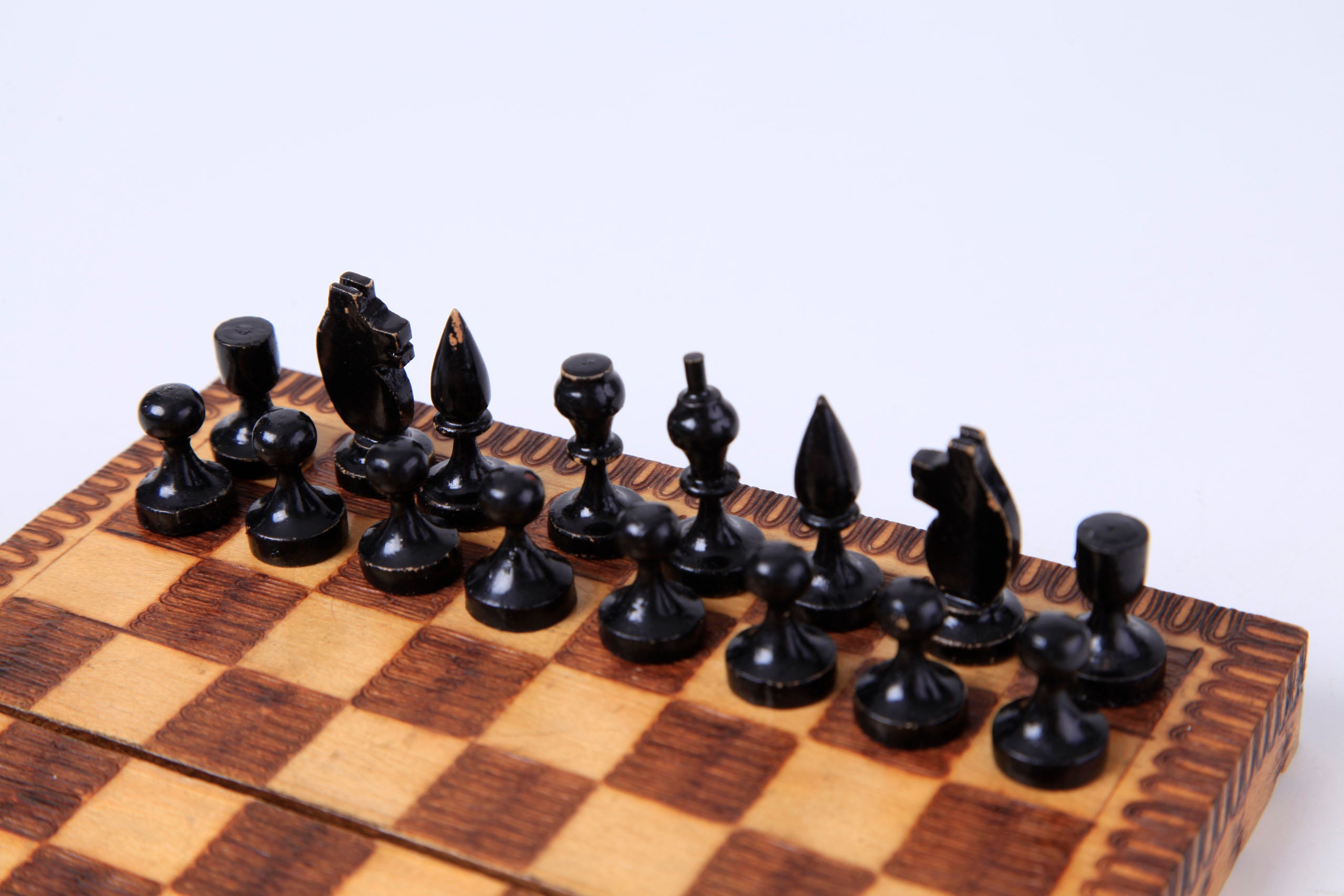 Games & Puzzles Wooden Travel Chess Set with Pyrography Decorated ...