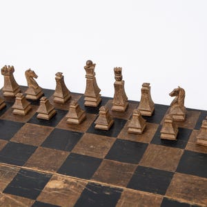 Unique Hand Carved Square Chess Set With Original Folding Chess Board ...