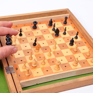 1960's German Travelling Pegged Chess Set, Vintage Wooden Travel Chess ...