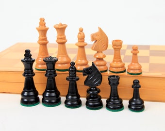 Vintage German Bohemia chicken Knight Chess Set With Original Folding ...