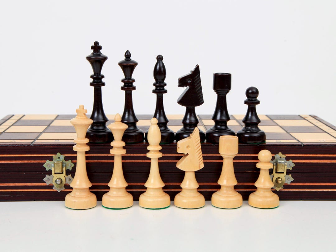 Vintage Polish Folding Chess Set, KH 10 Cm/4 In., 1990's East European ...