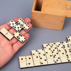 Antique or Vintage Bone Dominoes With Wooden Storage Box, Handmade Bone ...