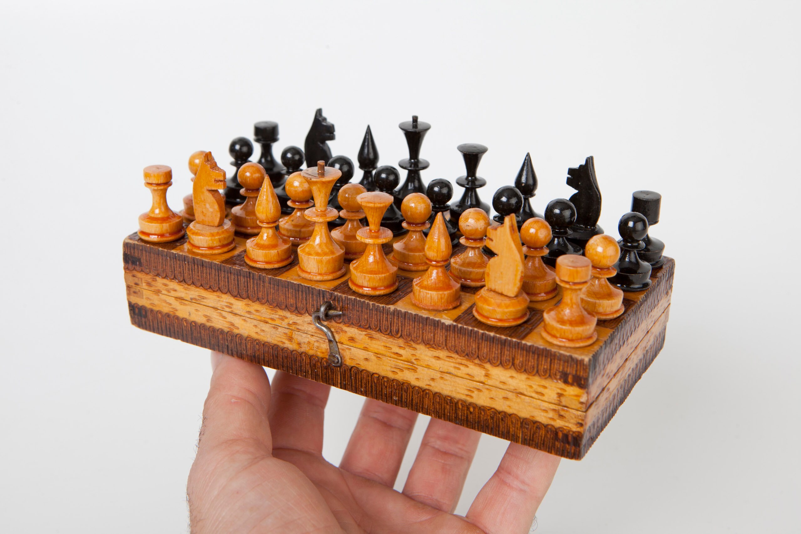 Games & Puzzles Wooden Travel Chess Set with Pyrography Decorated ...