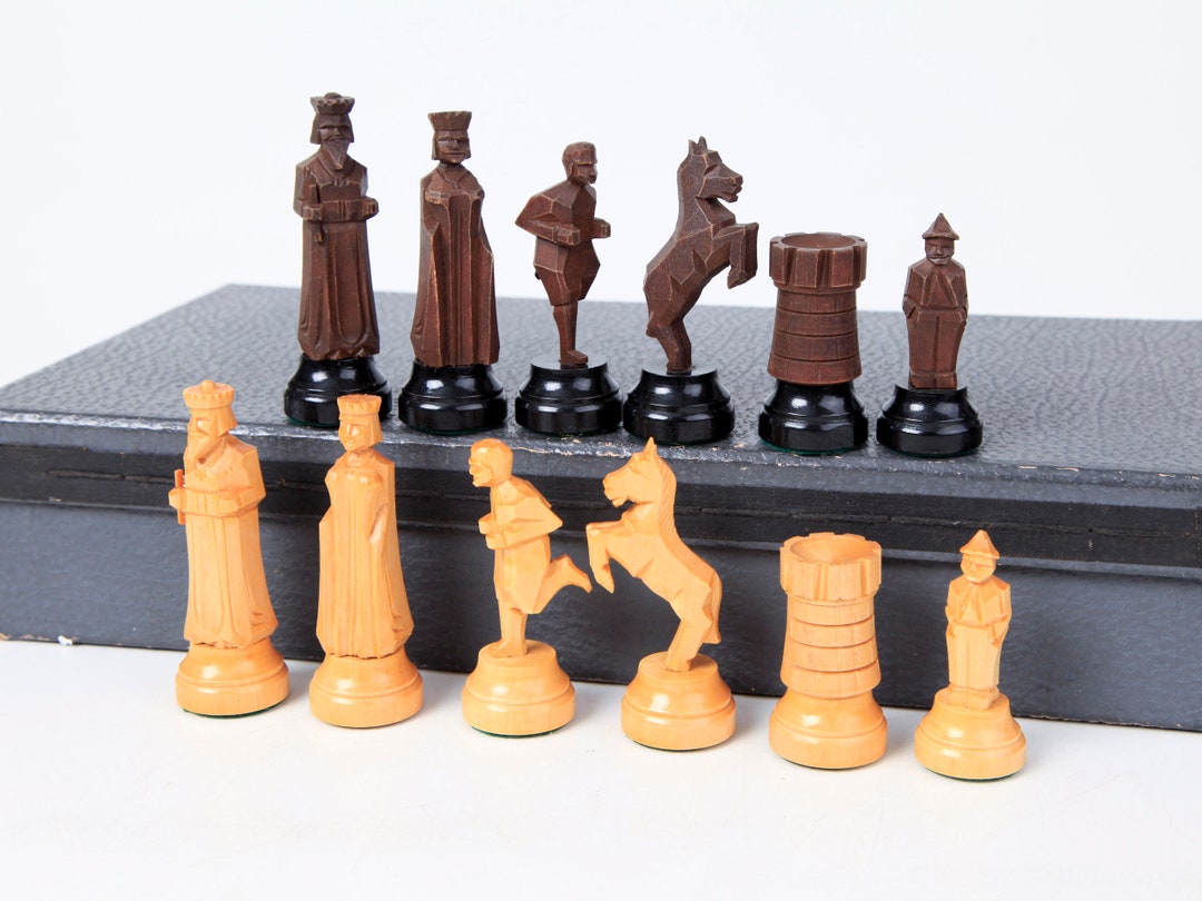 Hand Carved "running Bishop" Chess Set, K=9 Cm, "the Runner" Wooden ...