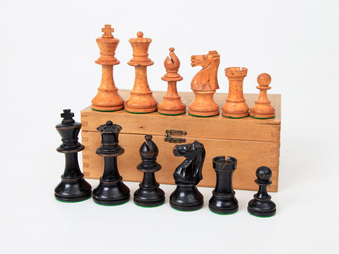 Old Staunton Weighted Chess Set, KH 8 Cm/3,15 In., Antique or Vintage ...