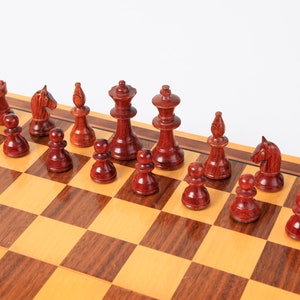 Vintage Swiss Made glass Eyed Chess Set With Marquetry Folding Chess ...