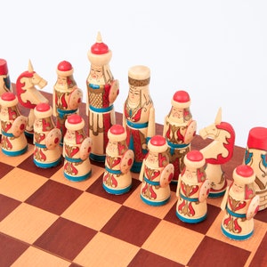 Large Hand-painted Soviet Chess Set With Folding Board, KH 15cm /6 In ...