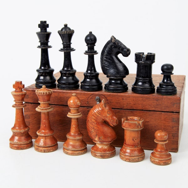 Antique German Chess Set - Etsy