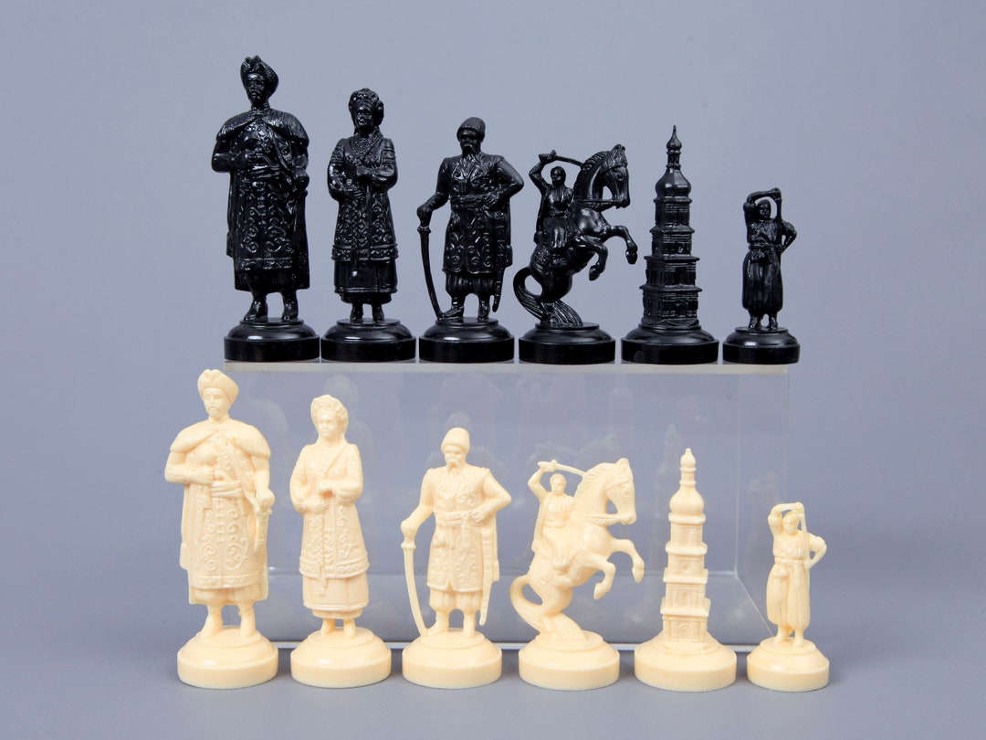 Vintage Soviet Figurative Chess Set, KH 10,3 Cm/ 4", 1970's Historical ...