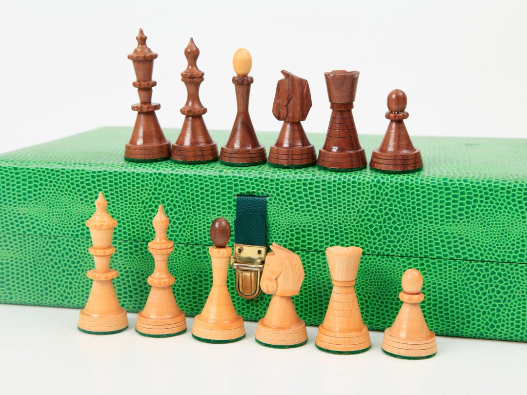 Rare Hungarian Chess Set KH 7,5 Cm/ 3 In., Vintage Maple & Walnut ...