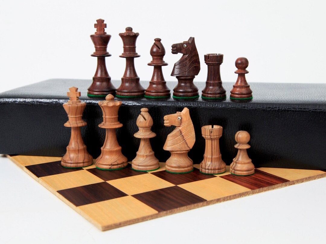 Vintage French Travel Chess Set With Roll-up Chess Board, KH 7 Cm /2,7 ...