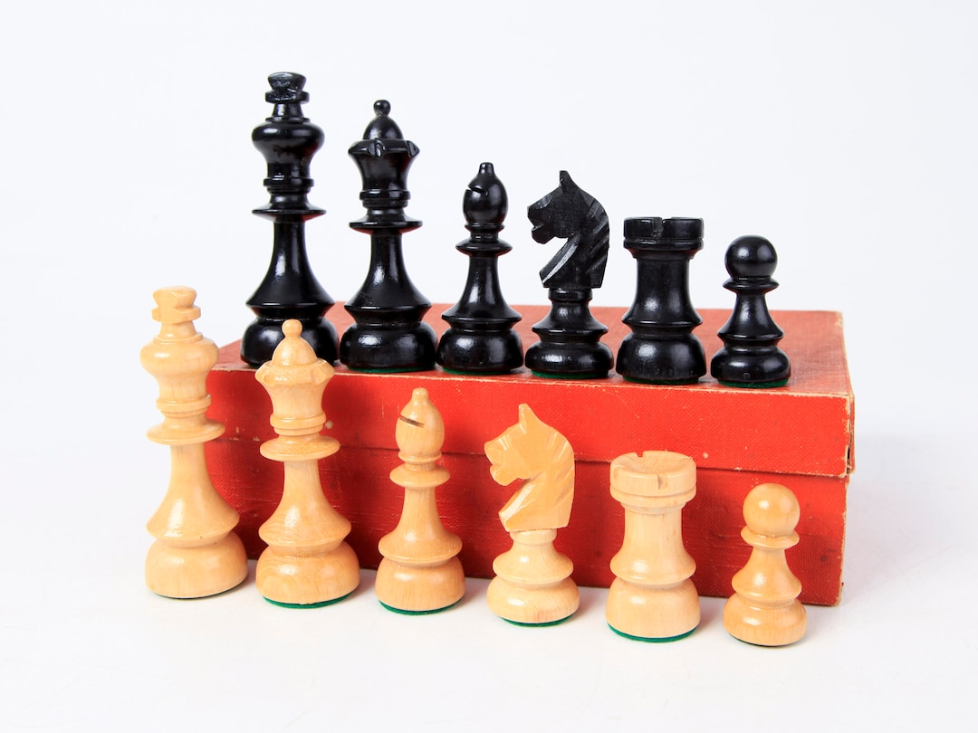 Vintage German Tournament Chess Set, KH 9cm/3,5.,1970's Wooden Staunton ...