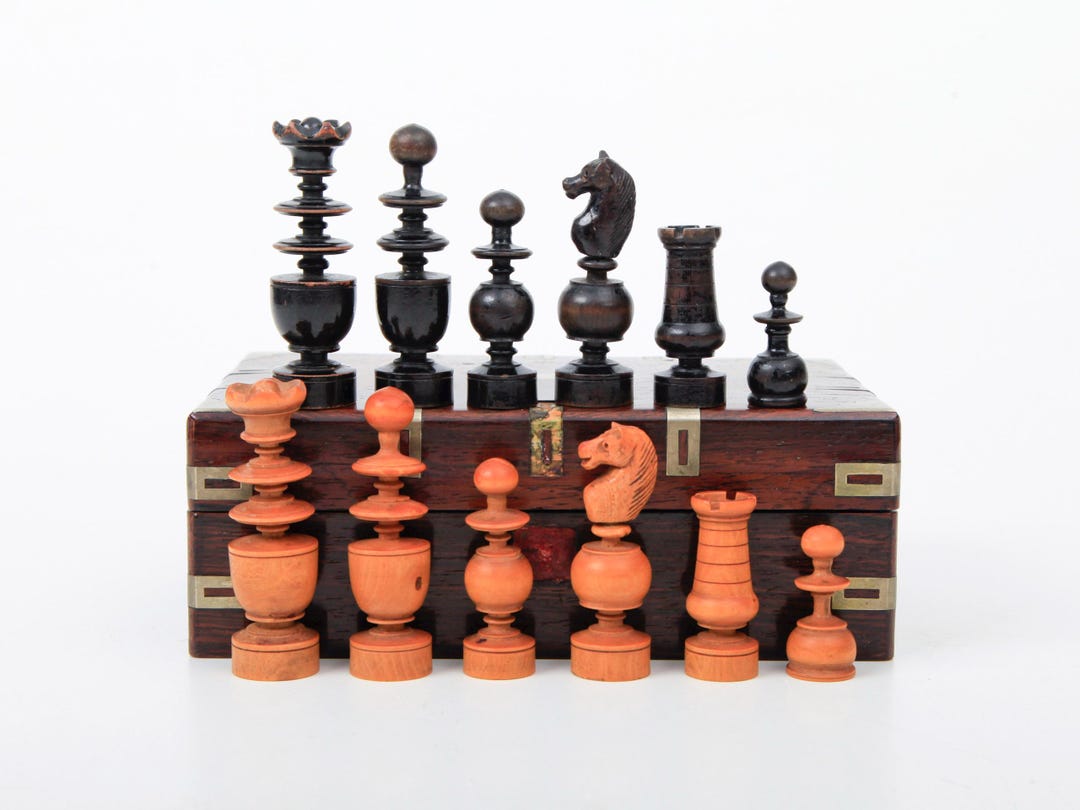 Old Regence Chess Set, KH 7,5 Cm/3 In., Vintage Handmade Boxwood Chess ...