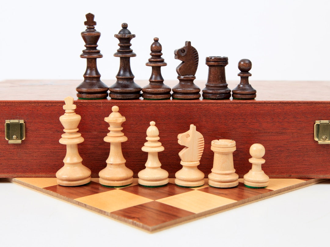 1970's German Travel Chess and Checkers Set, KH 6,5 Cm, Wooden Game Set ...