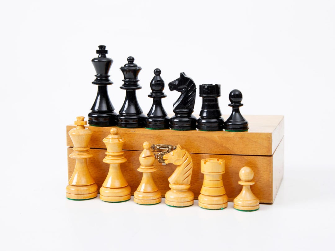 Vintage German Wooden Chess Set, KH 7,5cm/3 In., 1960's Wooden Chess ...
