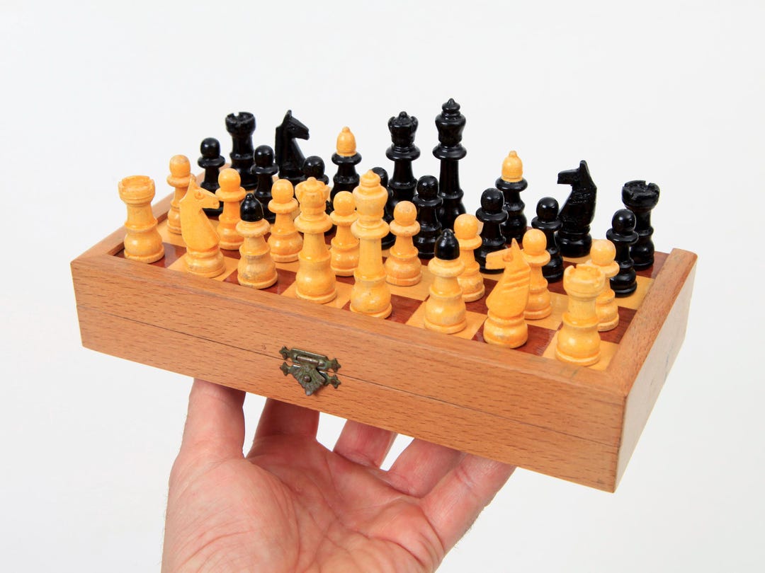 Vintage Hungarian Chess Set With Folding Board KH 5,5cm/2,2in., Old ...
