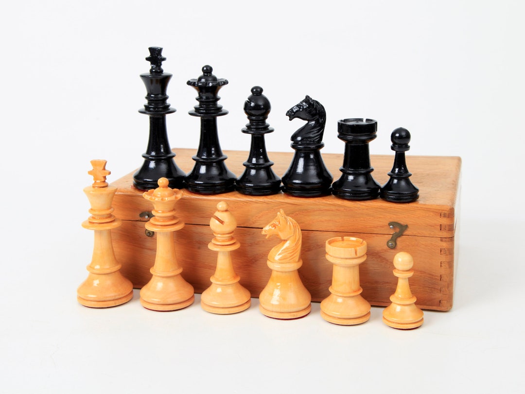 Old German Chess Set KH 10,5 Cm/ 4.15", Large Handmade Wooden Chess Set ...