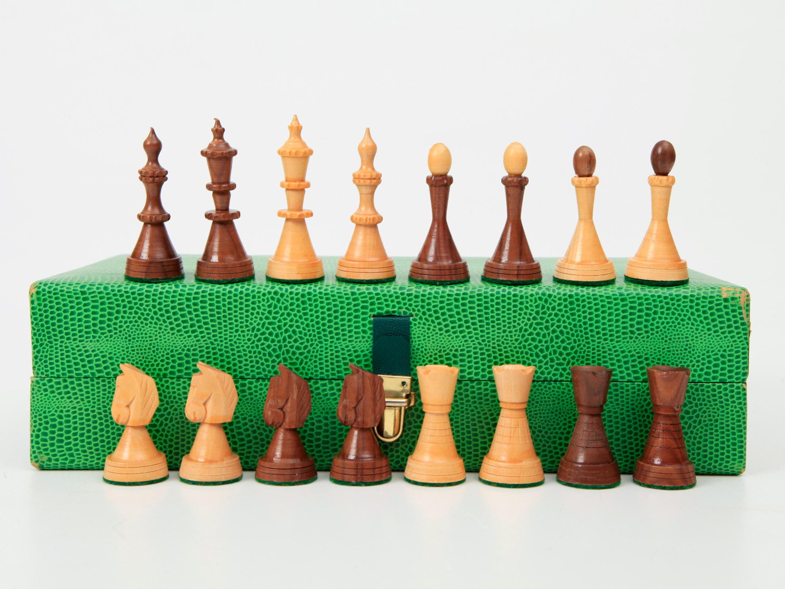 Rare Hungarian Chess Set KH 7,5 Cm/ 3 In., Vintage Maple & Walnut ...