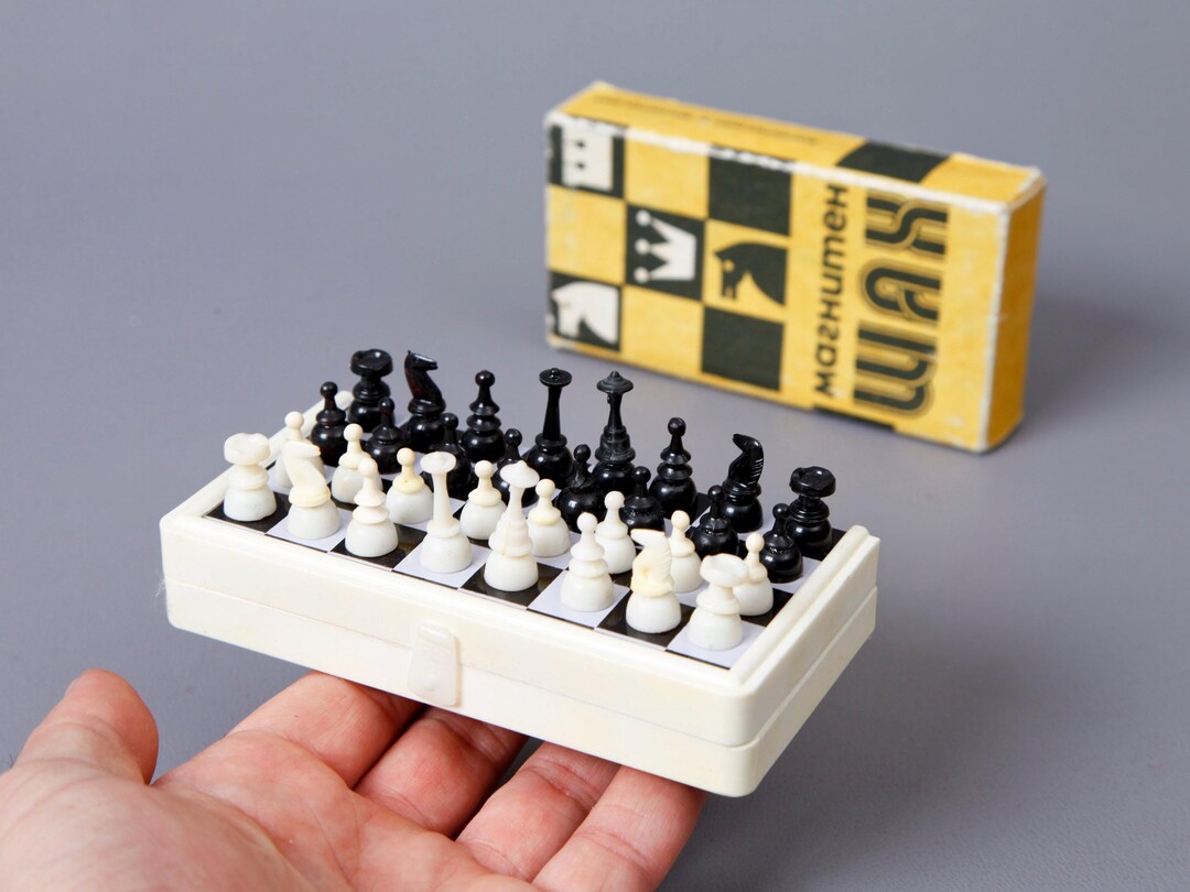 Vintage Small Magnetic Chess Set With Folding Board 13x13 Cm., 1980's ...