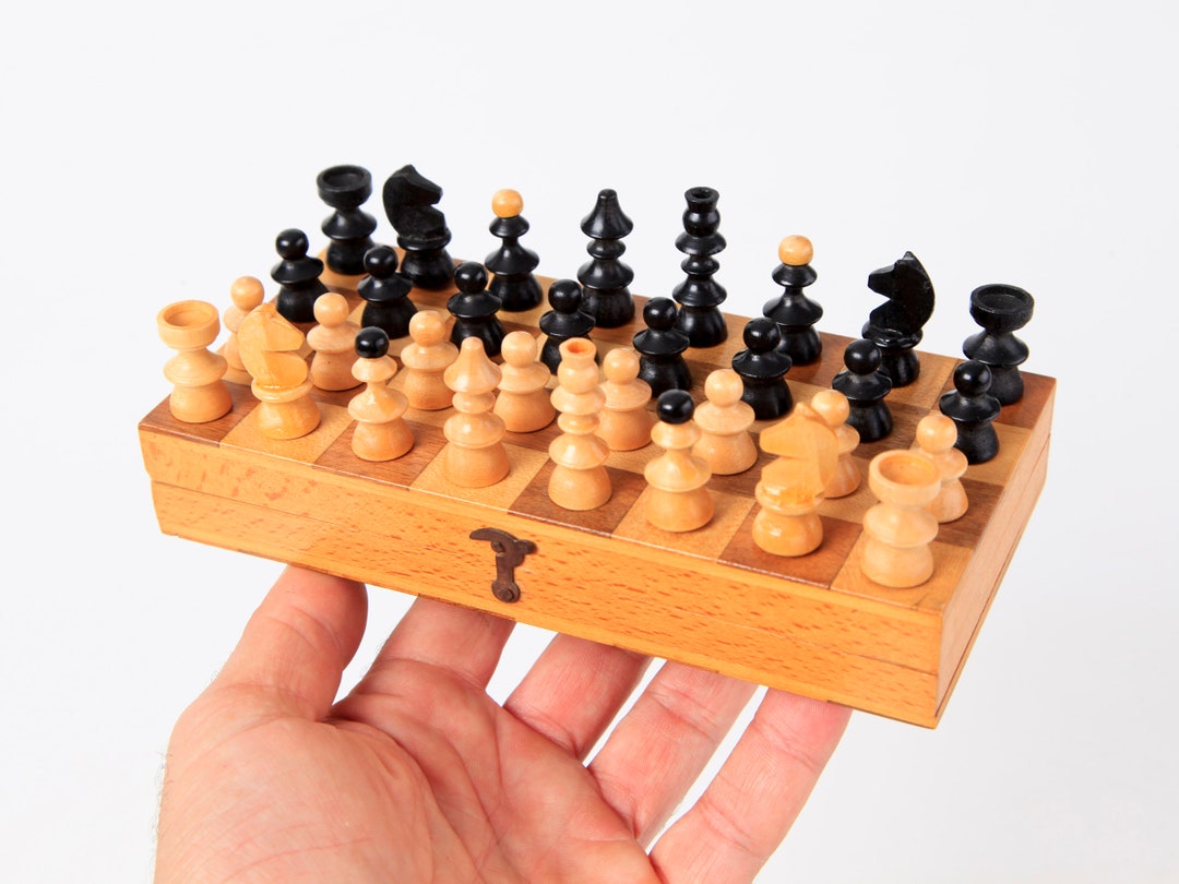 Vintage Yugoslavian Pegged Chess Set With Folding Board 18x18 Cm., 1970 ...