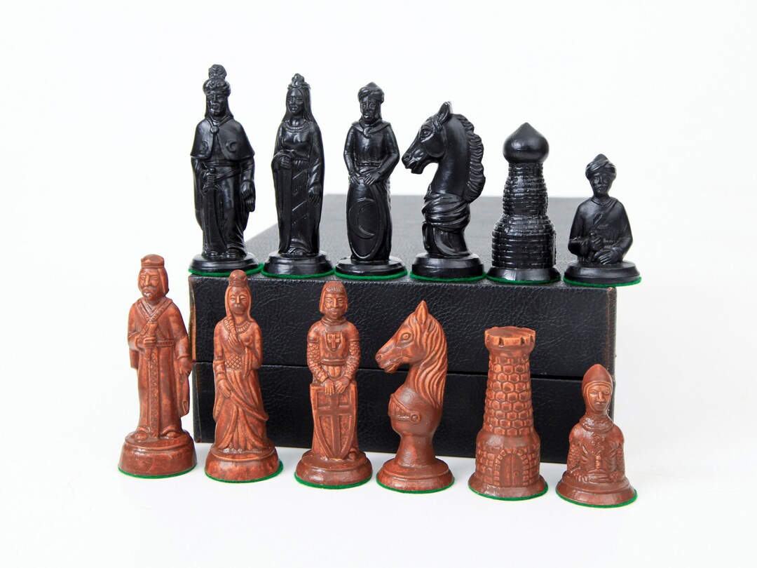 Vintage Figurine Historical Chess Set K=10cm /4", Medieval War Themed ...
